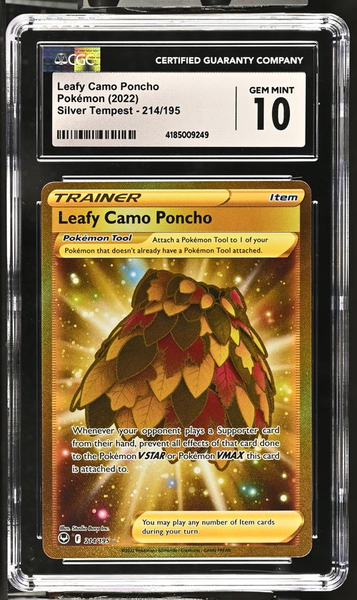 CGC 10 Leafy Camo Poncho #214 Pokemon Silver Tempest – Baker Breaks